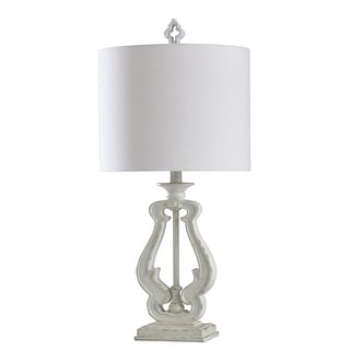 StyleCraft Robert Distressed White Table Lamp - Textured Beige and Gray ...
