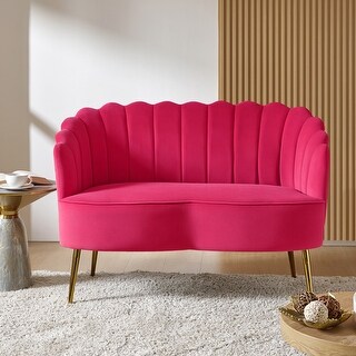 Monica Modern Upholstered 52'' Velvet Tufted Back Sofa Loveseat with ...