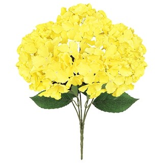 Set of 2 Yellow Artificial Hydrangea Flower Stem Bush Bouquet 19in - 19 ...