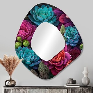 Neon Succulents Botanical Pattern I - Abstract Botanical Wall Mirror 3D ...