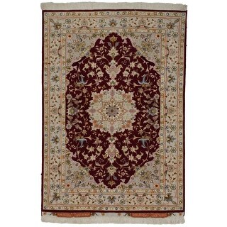 Canvello Hand Made Formal Medallion Silkroad Tabriz Rug - 3'4'' X 5'0 ...