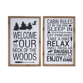 Framed Wood Wall Sign (Cabin Rules/Neck Of The Wood) (Asstd) - Set of 2 ...