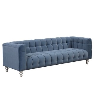 Living Room Padded Seat Couch with Buttoned Tufted Backres Couch, Blue ...