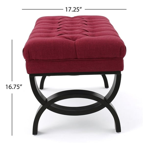 Contemporary Tufted Ottoman Bench with Tonal Piping Deep Red - Bed Bath ...