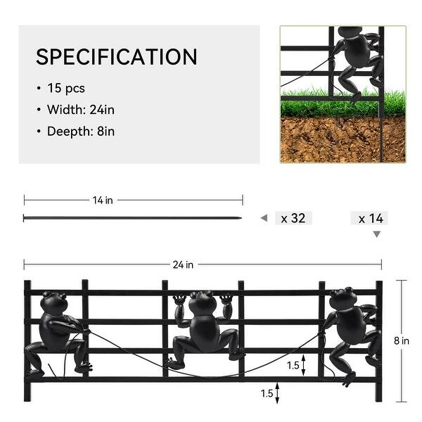 15 Pack Decorative Garden Fence Frog Pattern Animal Barrier Fence - Bed ...