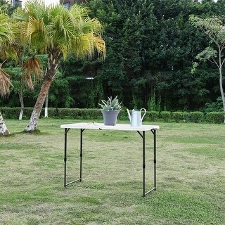 4 Foot Adjustable Height Premium Folding Table, White - Bed Bath ...