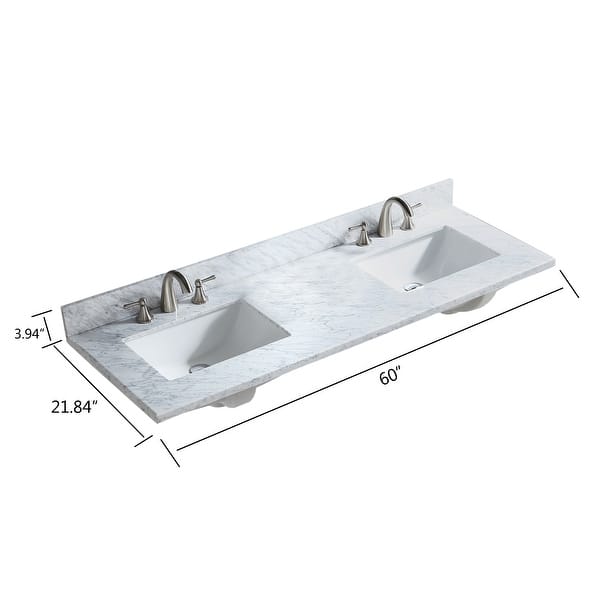 YASINU 60 inch Marble Double Sink Vanity Countertop with Sinks - Bed ...