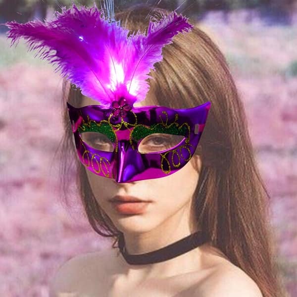 Women Venetian LED Fiber Mask Masquerade Fancy Dress Party Princess ...