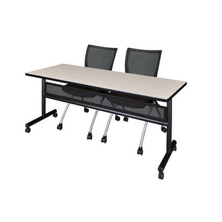 72" x 24" Flip Top Mobile Training Table with Modesty Panel- Maple and ...