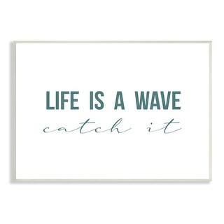 Stupell Life's A Wave Catch It Phrase Nautical Typography Wood Wall Art ...