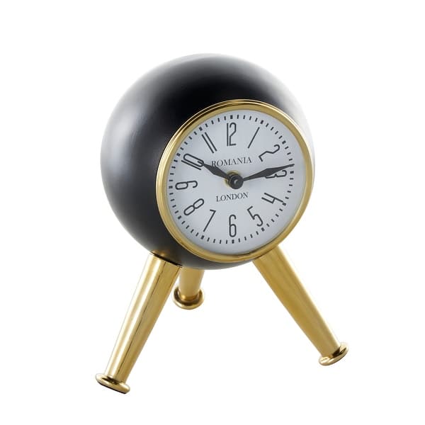 Black or Silver Metal Orb Tabletop Clock with White Clockface and Gold ...
