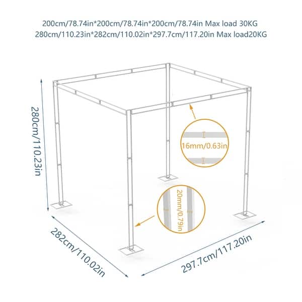 10ft 4 Post Heavy Duty Wedding Backdrop Stage Stand Canopy Tent Chuppah ...