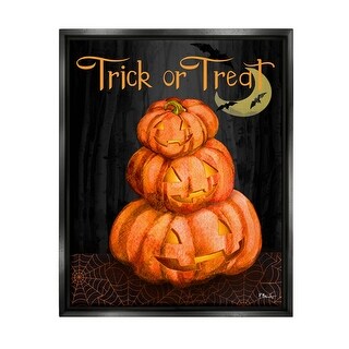 Stupell Trick Or Treat Halloween Jack-o-Lantern Framed Floater Canvas ...