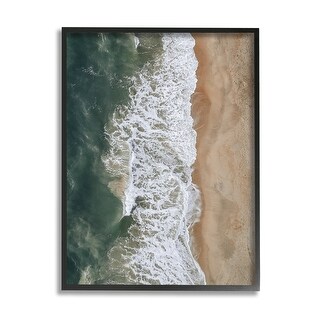 Stupell Warm Tropical Beach Tide Summer Shore Aerial Photography Framed ...