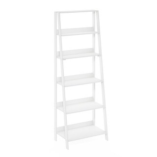 Ladder Bookcase Display Shelf, 6-Tier, White Ladder Bookcase Display ...