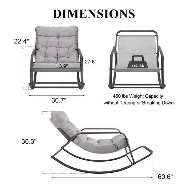 FINCATI Outdoor Oversized Rocking Lounge, 450 lbs Patio Rocker Recliner ...