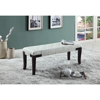 Linon Faux Leather White Tufted Bench - Bed Bath & Beyond - 40690249