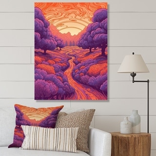 Designart "Sunset Over Blossoming Fields Of Lavender" Lavender Canvas ...