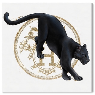 French Panther Pounce, French Luxury Panther Modern Gold Canvas Wall ...