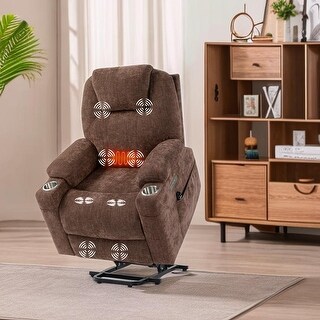 Massage and Heating Electric Recliner Chair with 2 Cup Holders ...