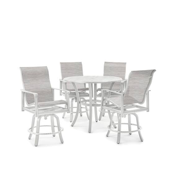 Aspen Sling 5 Piece Balcony Set with 4 Swivel Balcony Stools and Merge ...