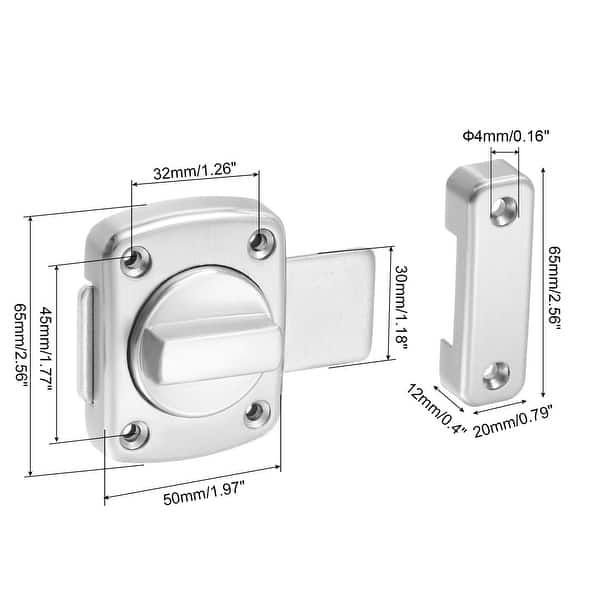 Rotate Bolt Latch, Zinc Alloy Door Lock Gate Latches, 2.6x2", 1Pcs ...
