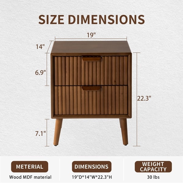 COSIEST Modern Brown Solid Wood Nightstand with Drawer - Bed Bath ...