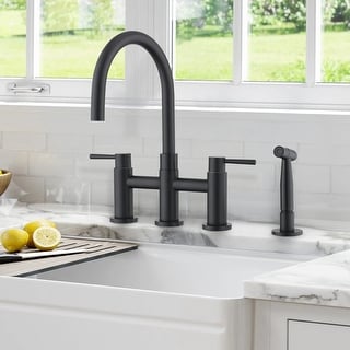 Double Handle Bridge Kitchen Faucet with Side Spray - Bed Bath & Beyond ...