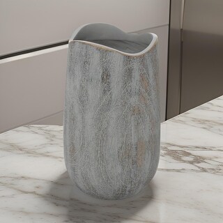 Nace 11 Inch Decorative Vase, Curved Mouth Antiqued Gray and Gold ...