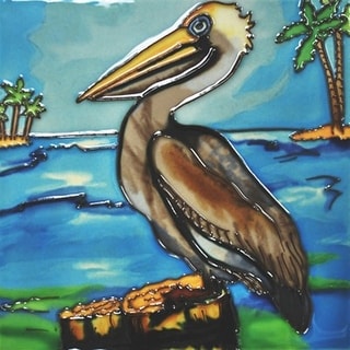 Pelican Perched on Pilings Ceramic Tile 8 Inches - Bed Bath & Beyond ...