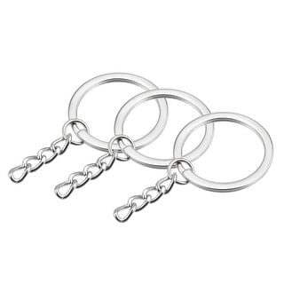 Split Keychain Rings, 2x30mm Round Flat Key Holder with Chain for Keys ...