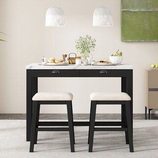 3 Piece Dining Table Set, Counter Height Kitchen Table and Stool Set ...