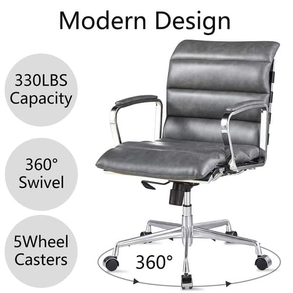 Modern Office Desk Chair Mid Back Computer Chair Height Adjustable ...