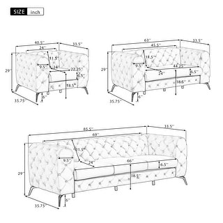 Velvet Upholstered Accent Sofa, Single Sofa Chair with Button Tufted ...