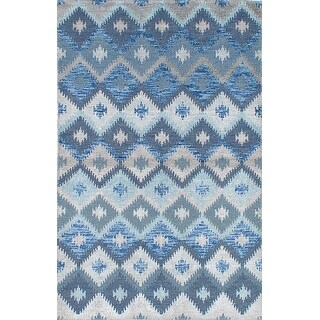 ECARPETGALLERY Hand-knotted La Seda Slate Blue Silk, Wool Rug - 5'0" x ...