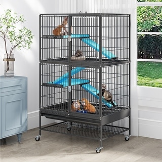 Metal 4-Tiers Small Animal Cages Indoor Critter Nation Cage Double ...