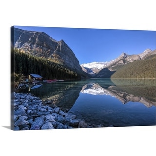 "Lake Louise Boathouse, Canada" Canvas Wall Art - Bed Bath & Beyond ...