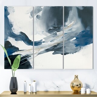 Designart "Feeling Honolulu Blue VI" Abstract Liquid Ink Canvas Wall ...