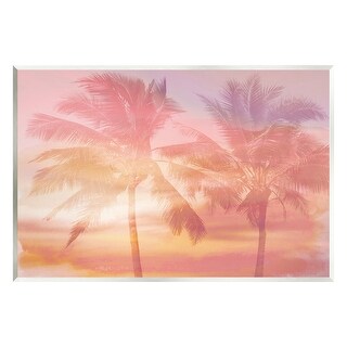 Stupell Summer Palm Trees Sunrise Tropical Windblown Leaves Wood Wall ...