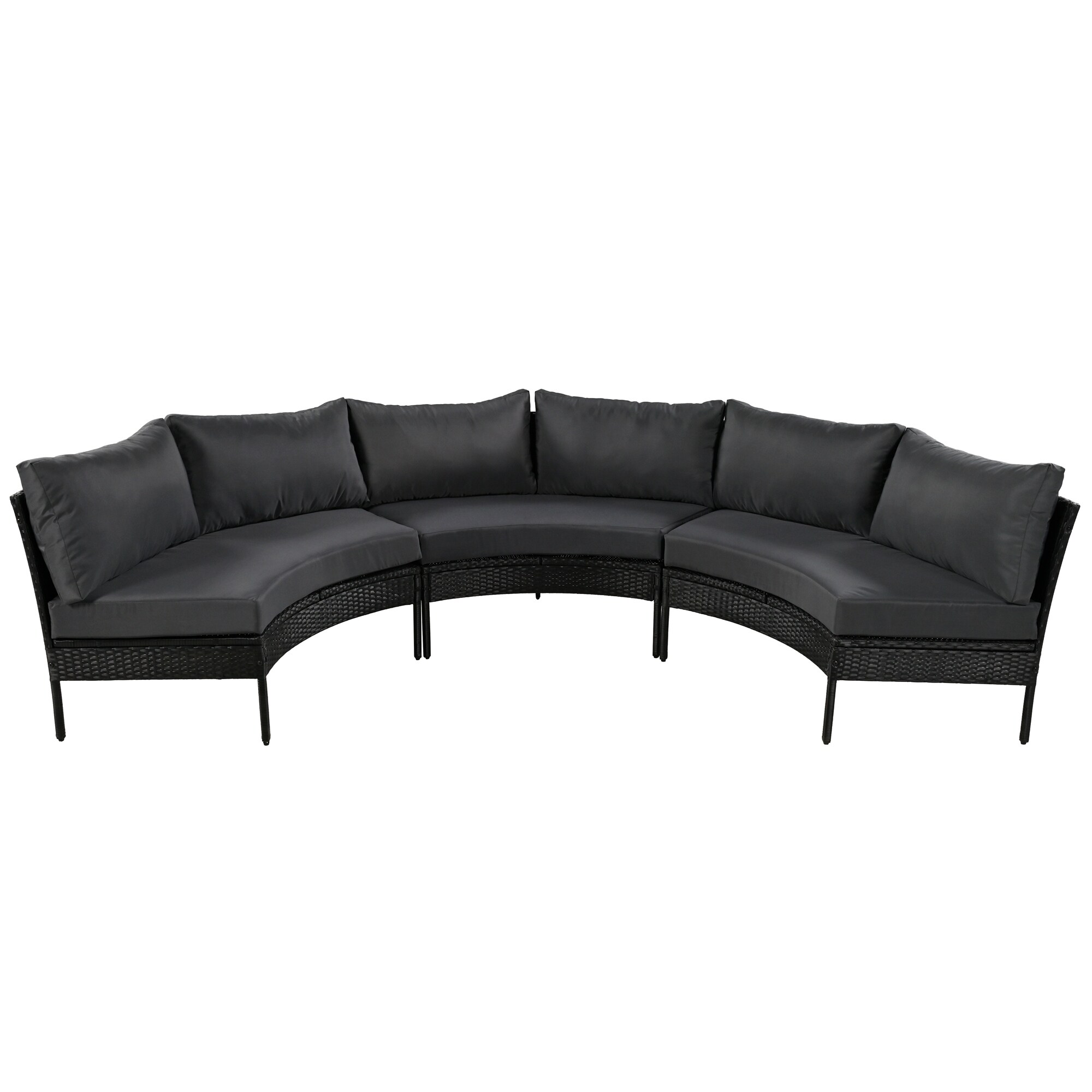 U Style Patio Furniture Set 3 Piece Curved Outdoor Conversation Set All Weather Sectional Sofa with Cushions Bed Bath Beyond 40367843