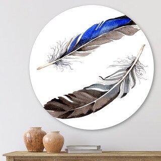 Designart 'Colourful Boho Feathers III' Bohemian & Eclectic Metal Circle Wall Art - Bed Bath ...