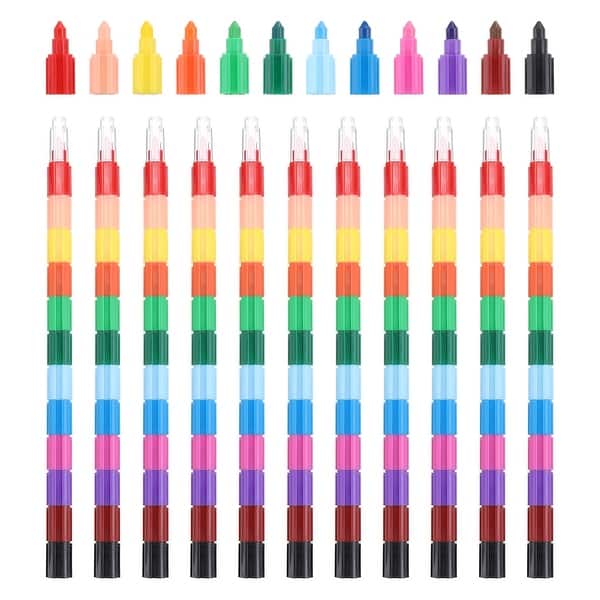 Stacking Crayons, 12 Pack 12 Colors Stackable Buildable Drawing Crayons ...