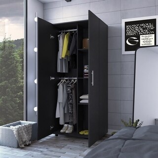 70.86" Height 2-Door Rectangle Armoire, Particle Board Closet, Space ...