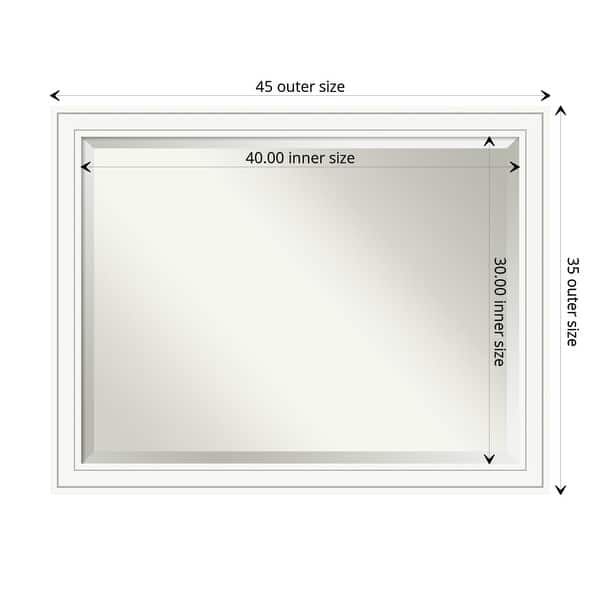Beveled Wood Wall Mirror - Craftsman White Frame - Outer Size: 45 x 35 ...
