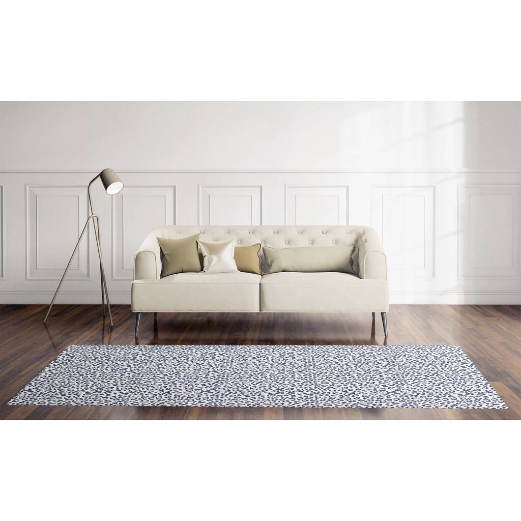 Leopard Navy Area Rug by Marina Gutierrez - Overstock - 31411013