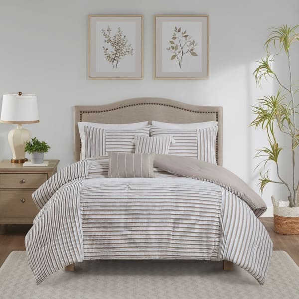 Madison Park Bryn 5 Piece Clipped Jacquard Comforter Set with Throw ...