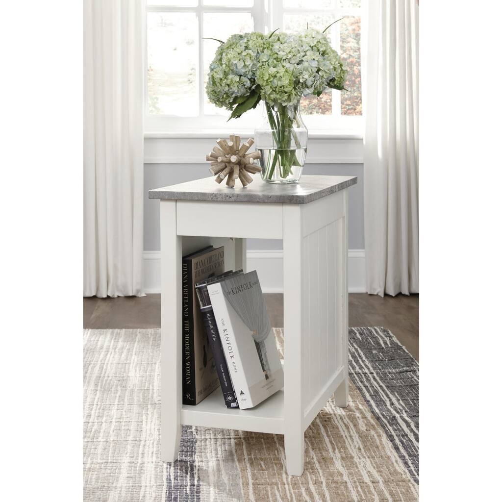 Diamenton White Chairside End Table - Overstock - 20965990