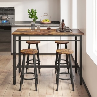 5-Piece Kitchen Counter Height Table Set, Bar Table with 4 Stools - Bed ...