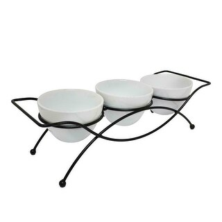 Porcelain Serving Bowl Set with Metal Rack - Bed Bath & Beyond - 40494837