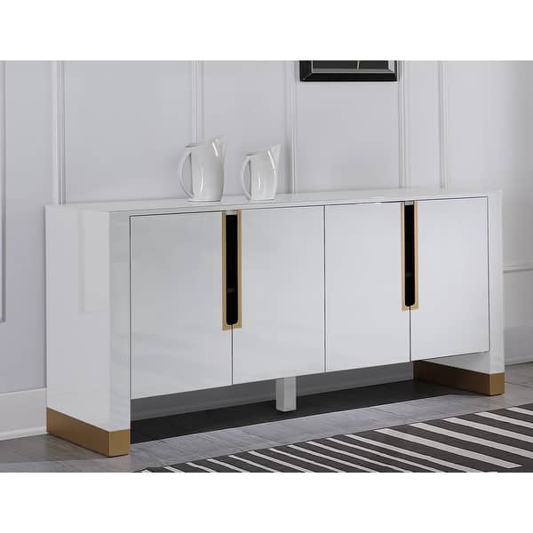Best Master Furniture Lacquered 4-door Sideboard with Gold Accents ...